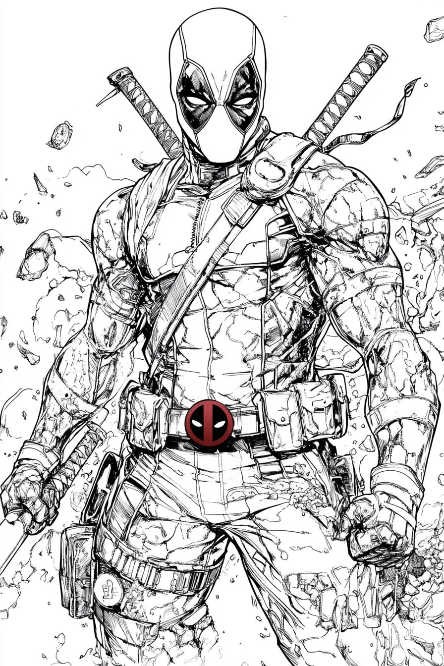 Deadpool Ausmalbilder - kostenlose Malvorlagen für Kinder